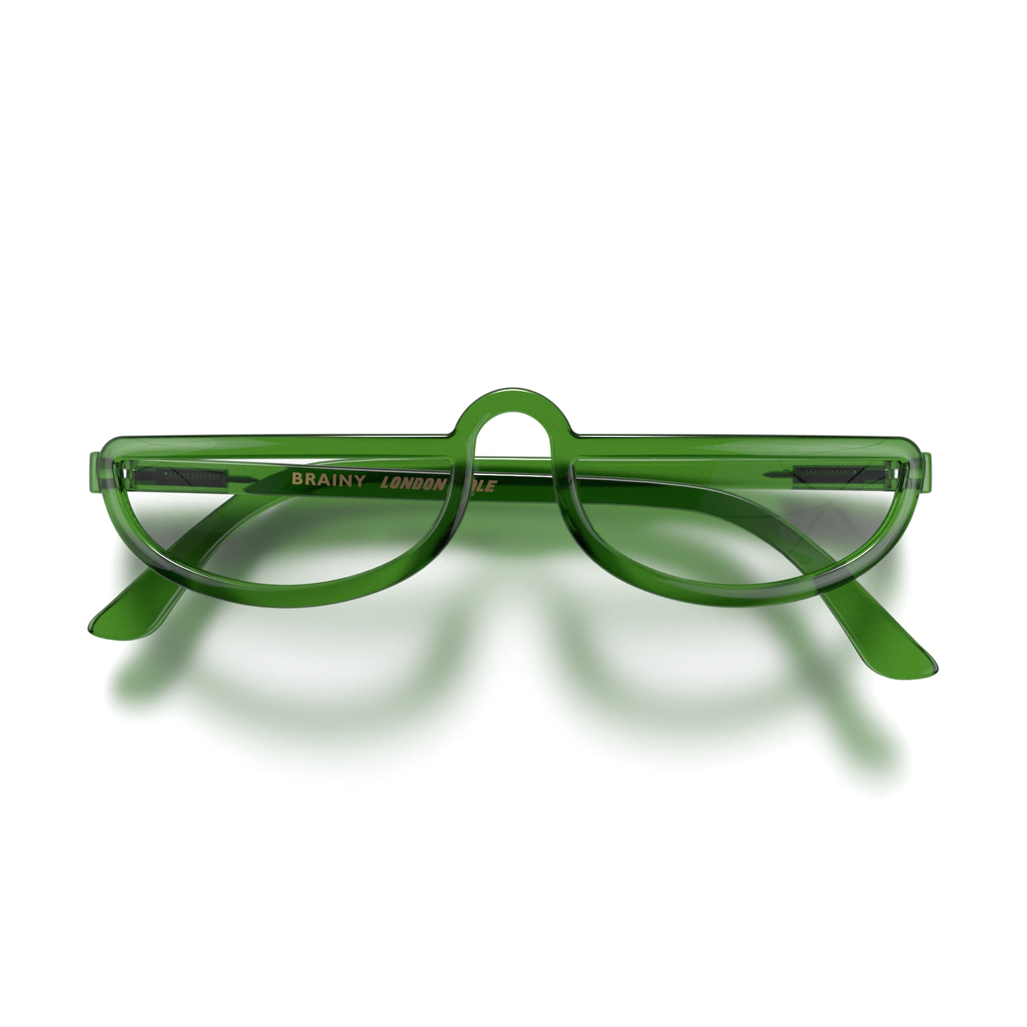 Brainy reading glasses in gloss transparent green – London Mole