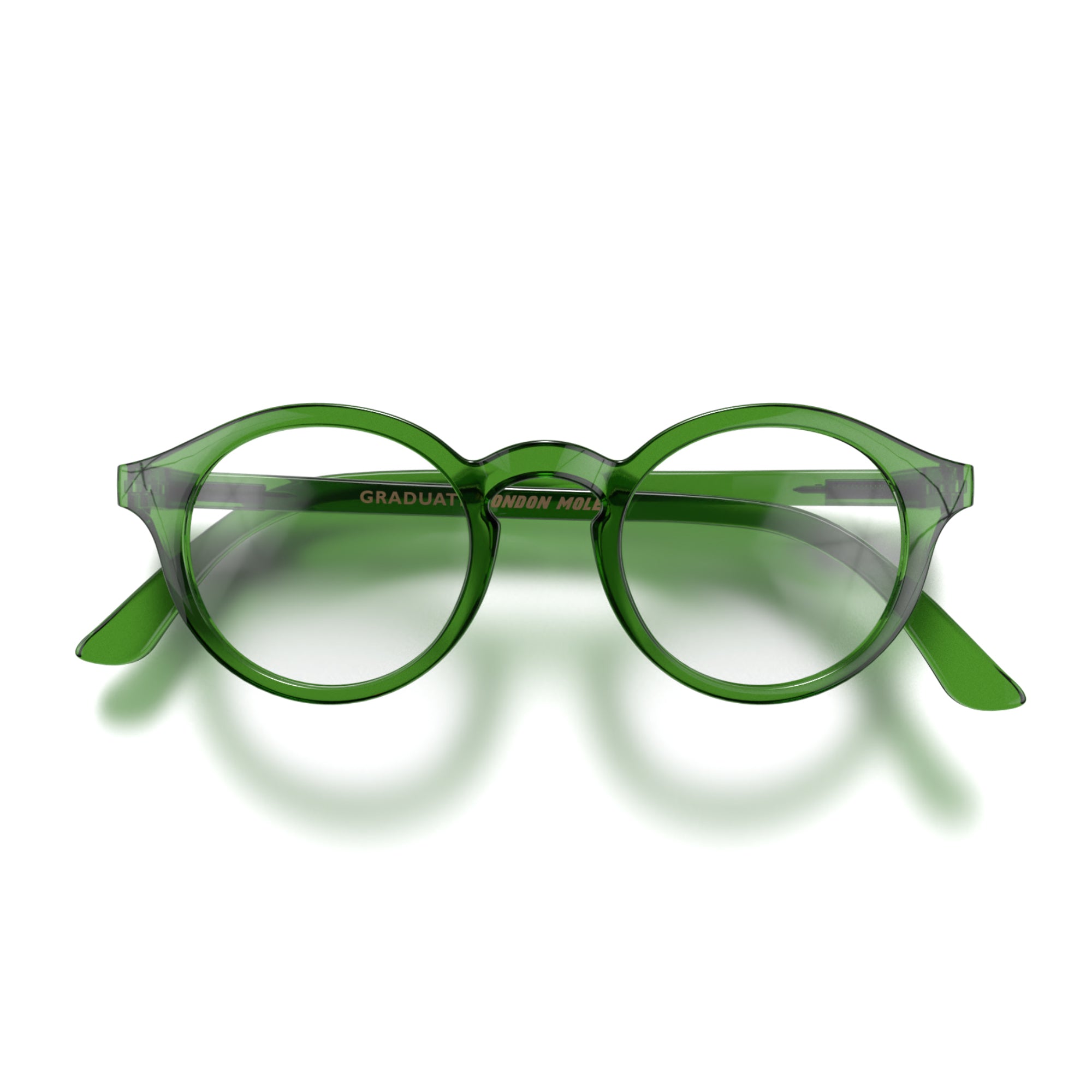 Graduate reading glasses in transparent green – London Mole