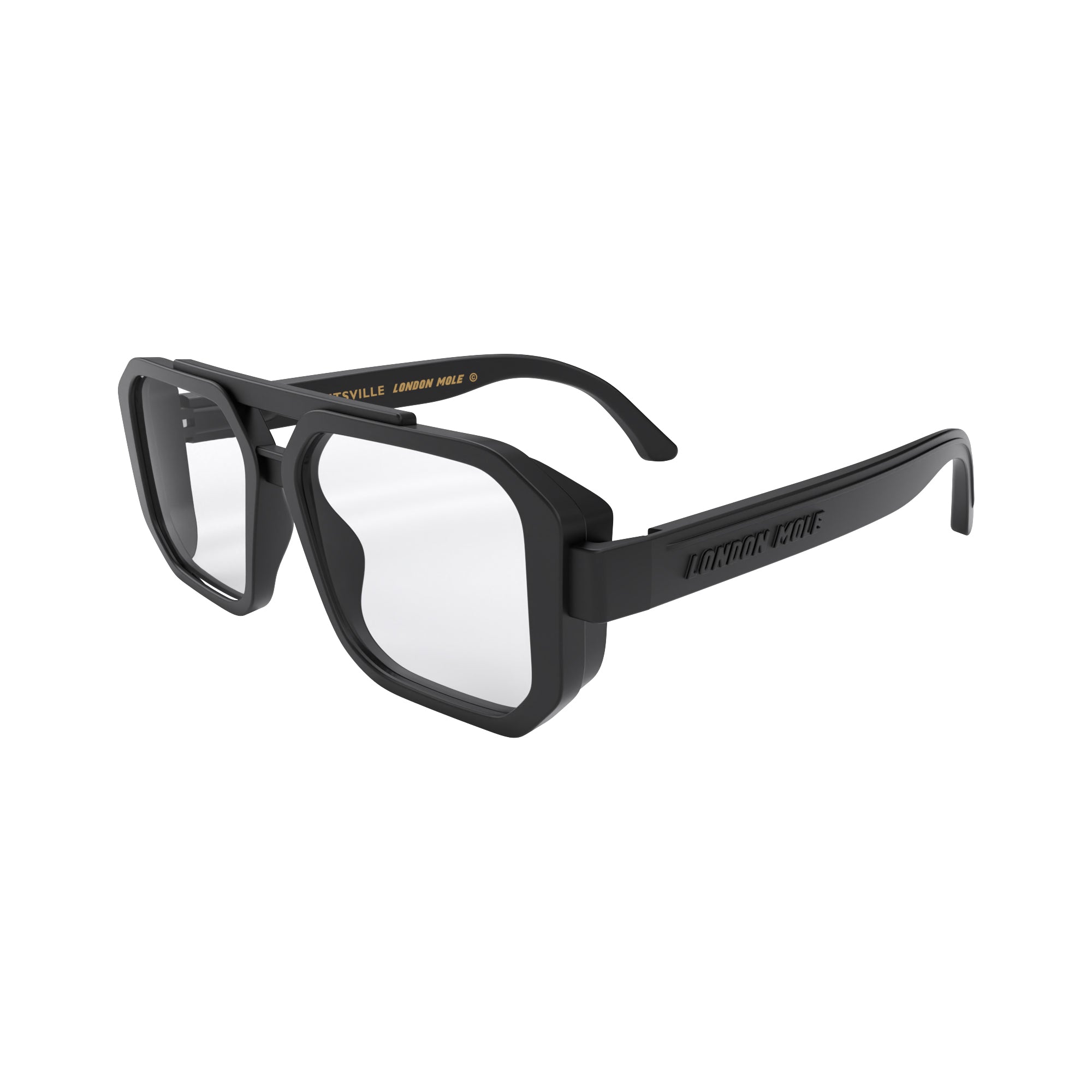 Huntsville blue blocker glasses in rubberised black – London Mole