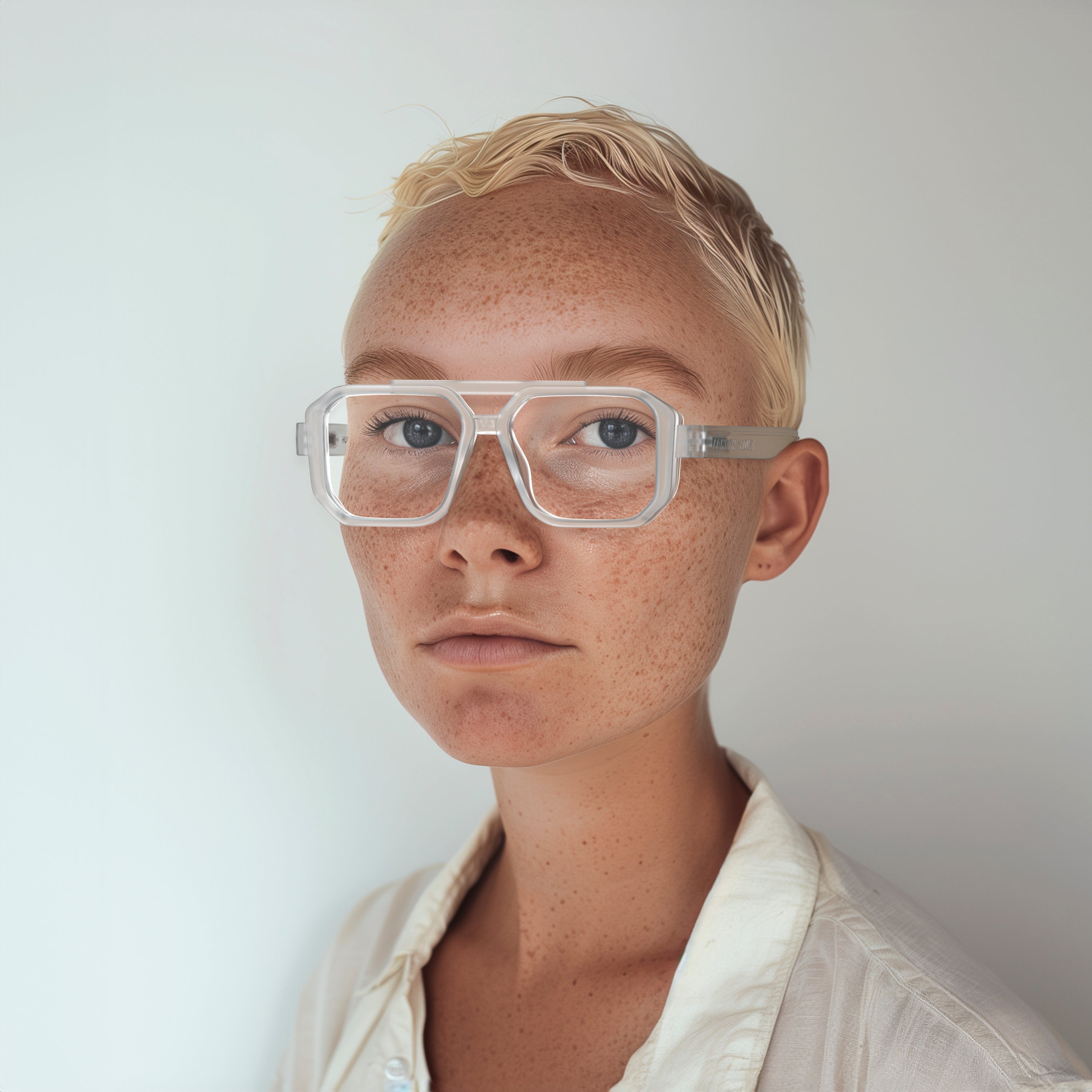 Huntsville blue blocker glasses in rubberised transparent – London Mole