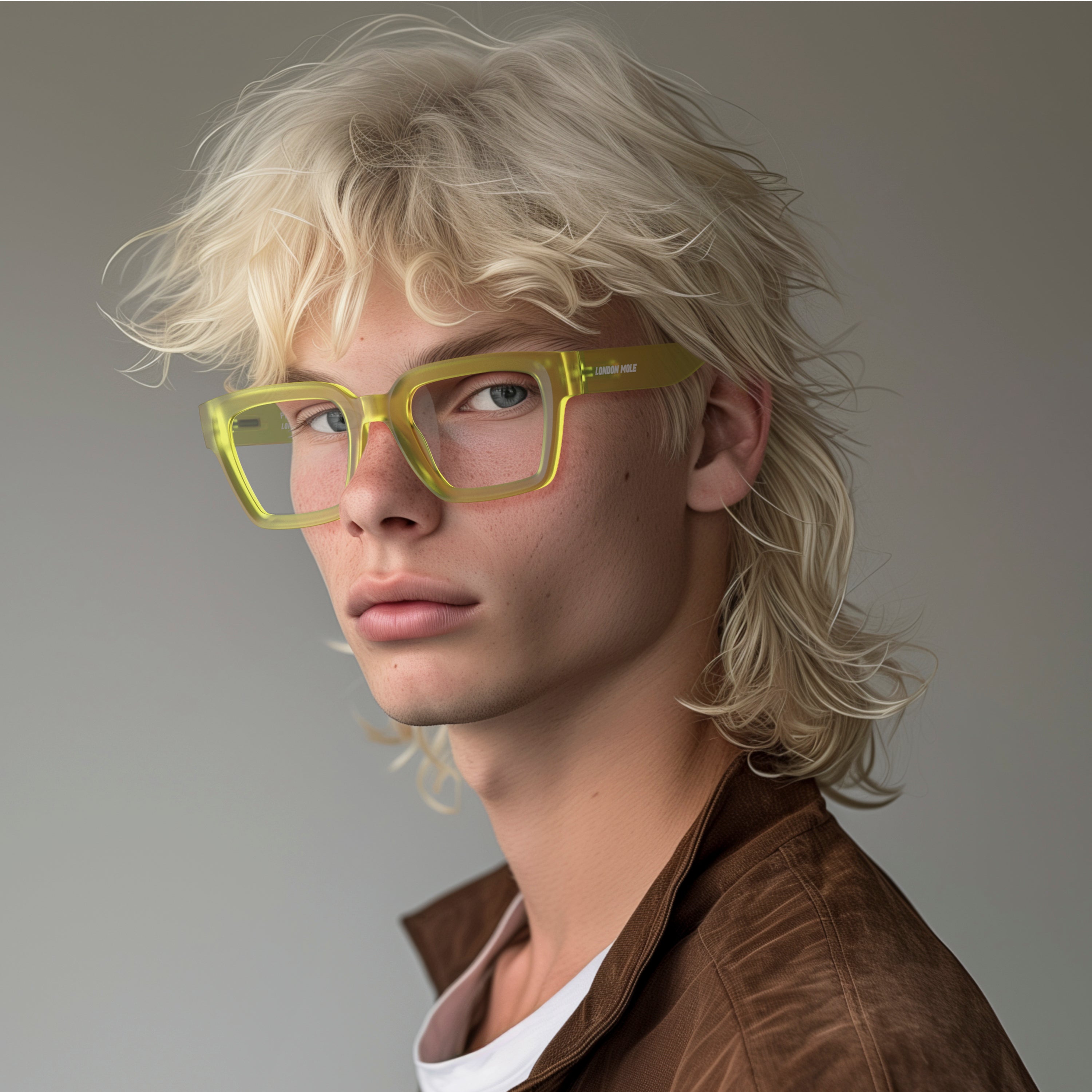 Phoenix reading glasses in rubberised fluorescent transparent yellow ...