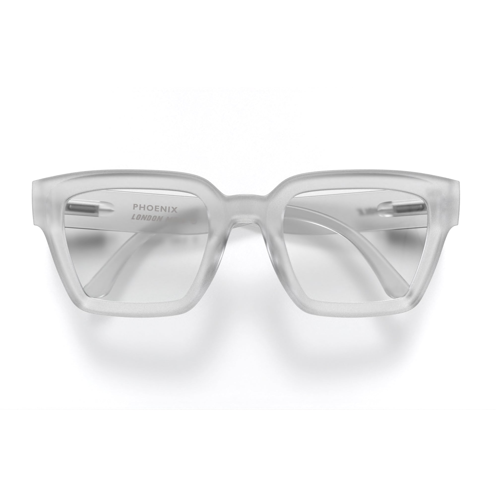 Phoenix reading glasses in rubberised transparent – London Mole