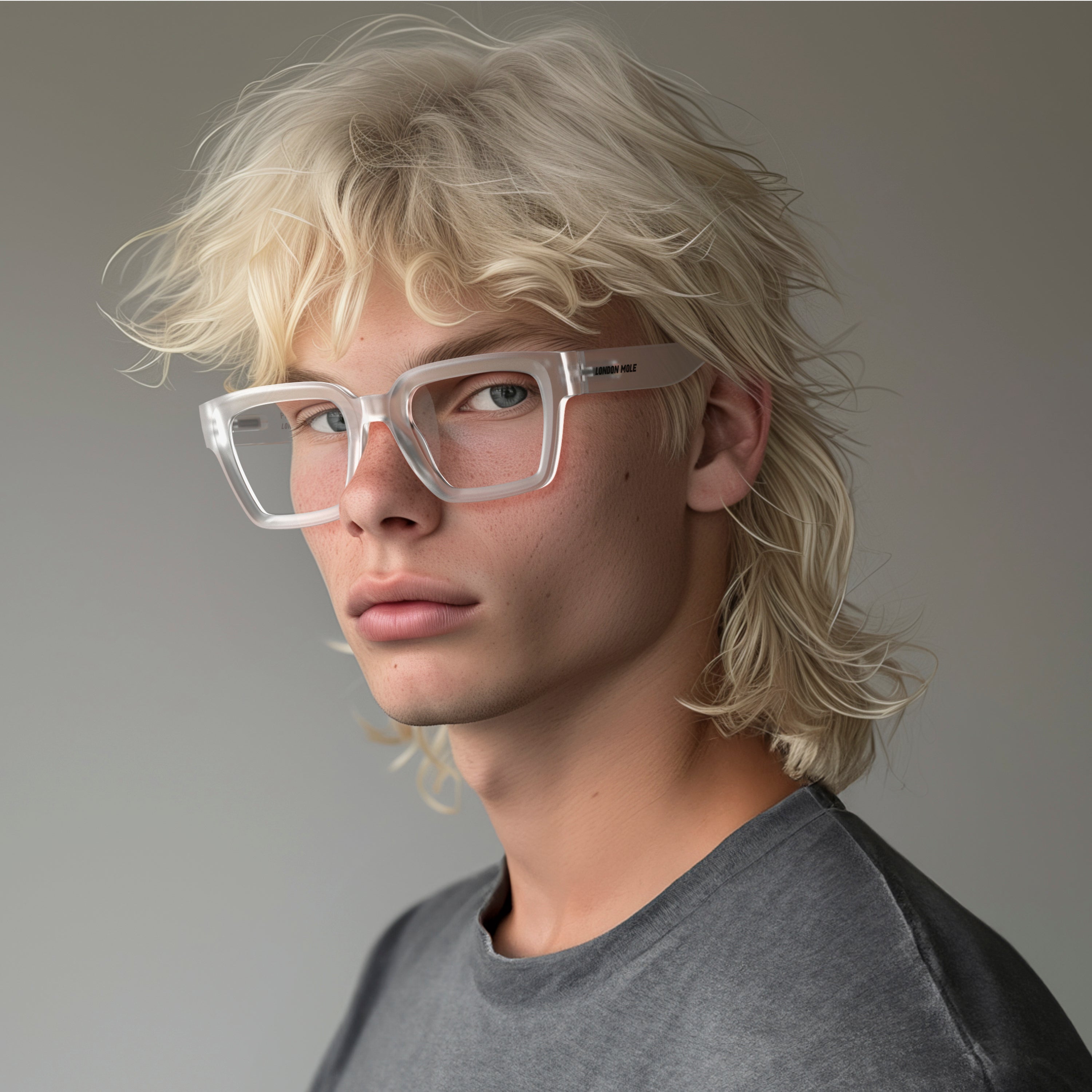 Phoenix reading glasses in rubberised transparent – London Mole
