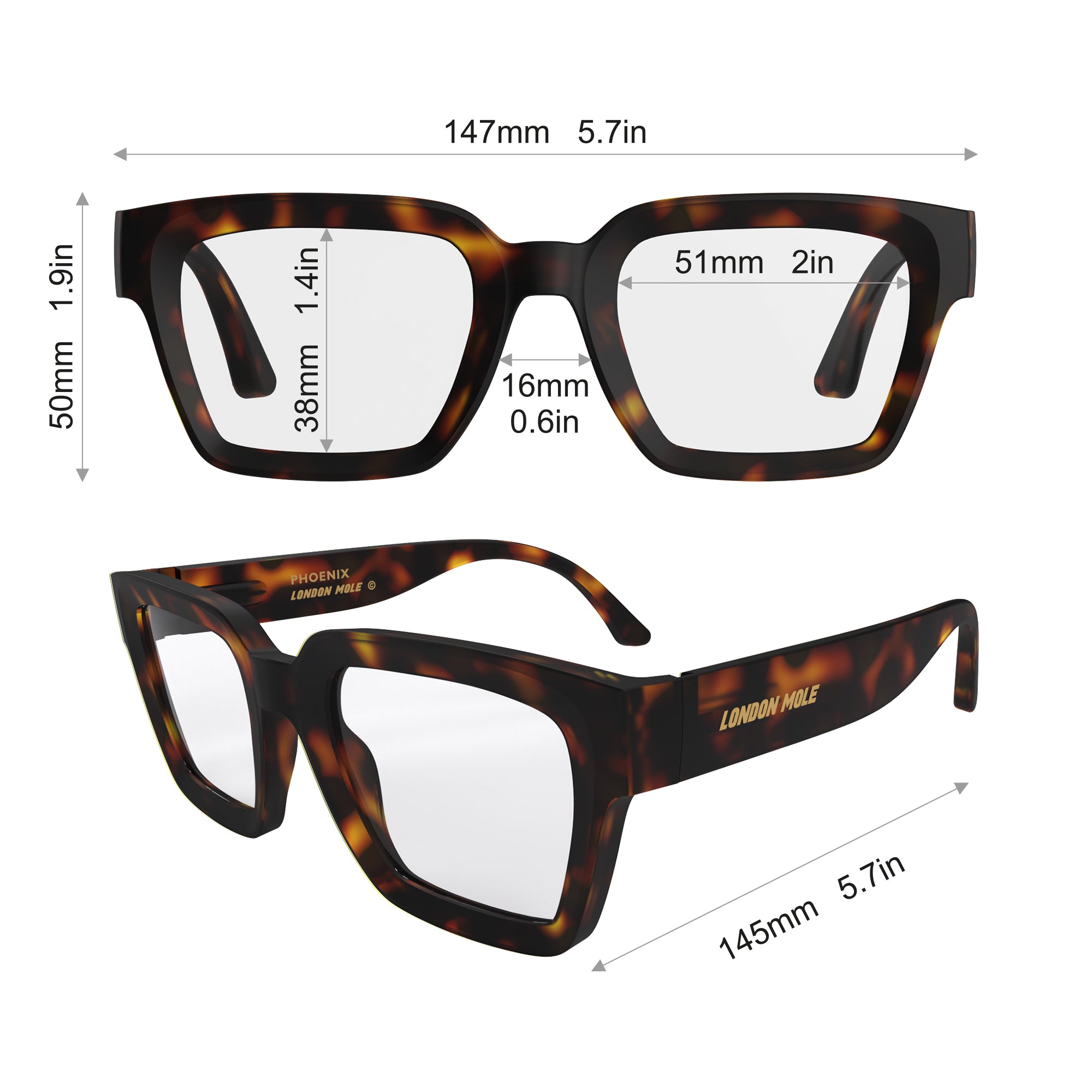 Phoenix reading glasses in rubberised tortoiseshell – London Mole
