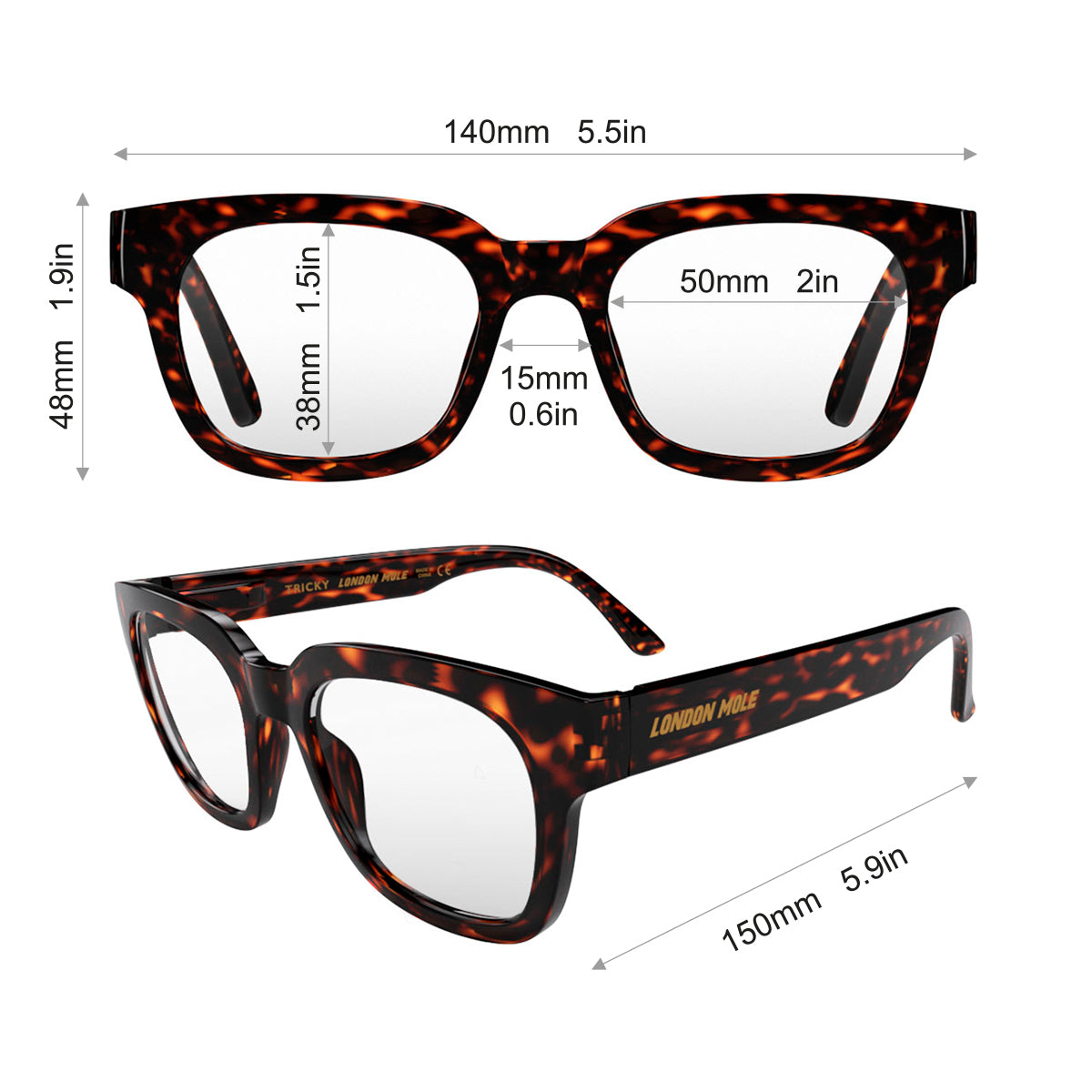 Tricky blue blocker glasses in gloss tortoiseshell – London Mole