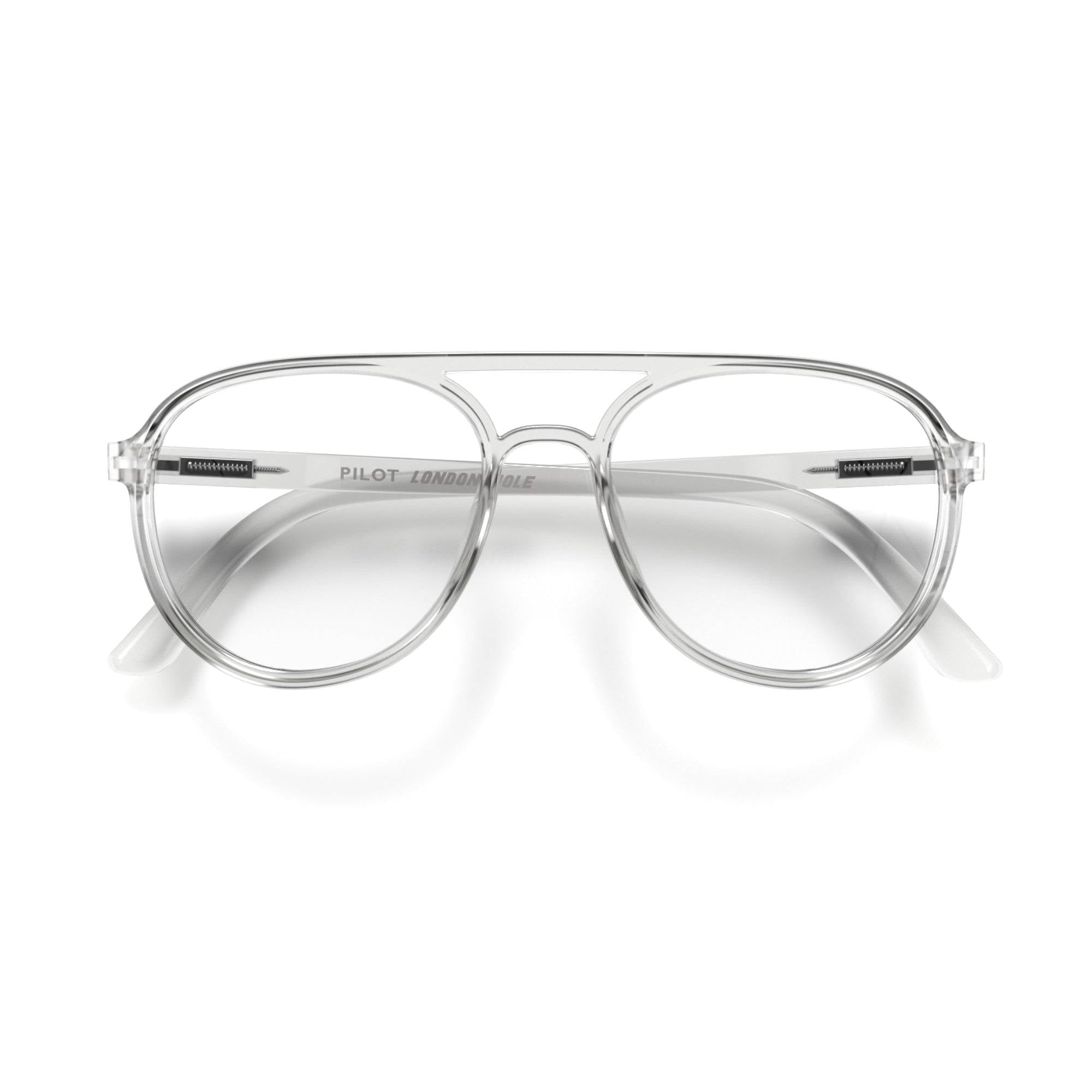 Pilot blue blocker glasses in transparent – London Mole