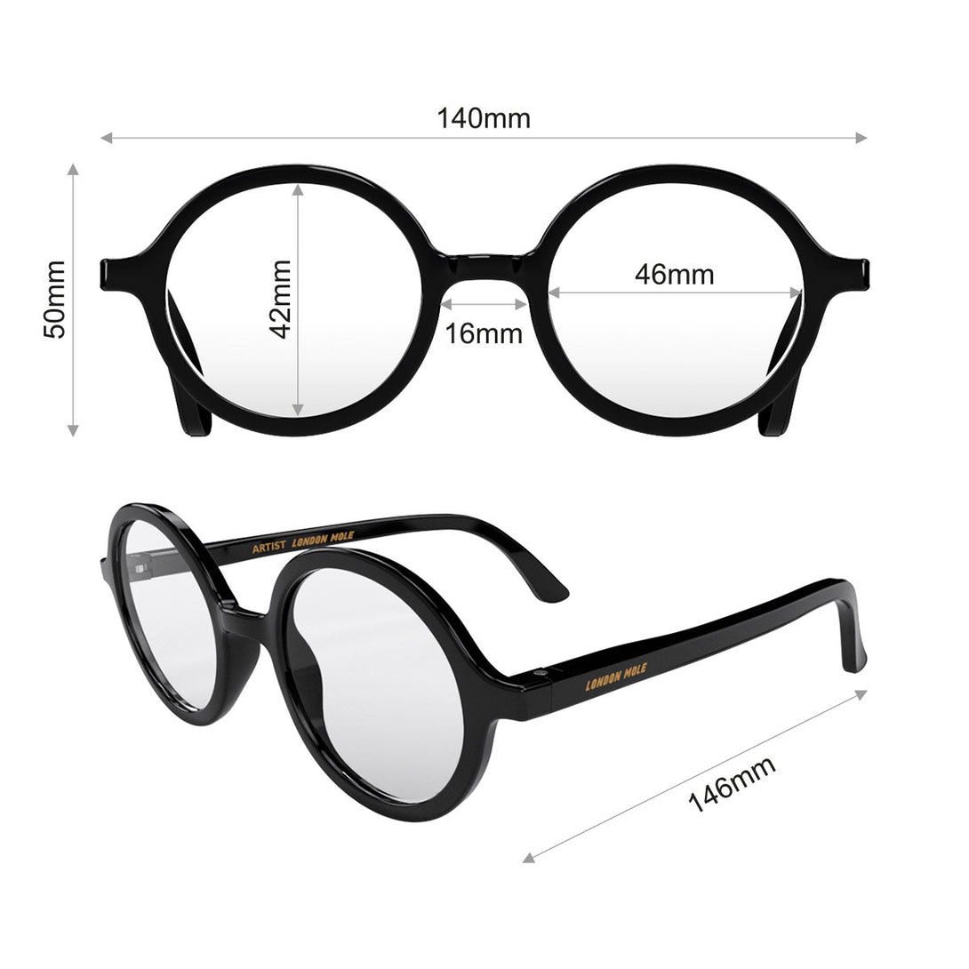 Artist blue blocker glasses in gloss black – London Mole