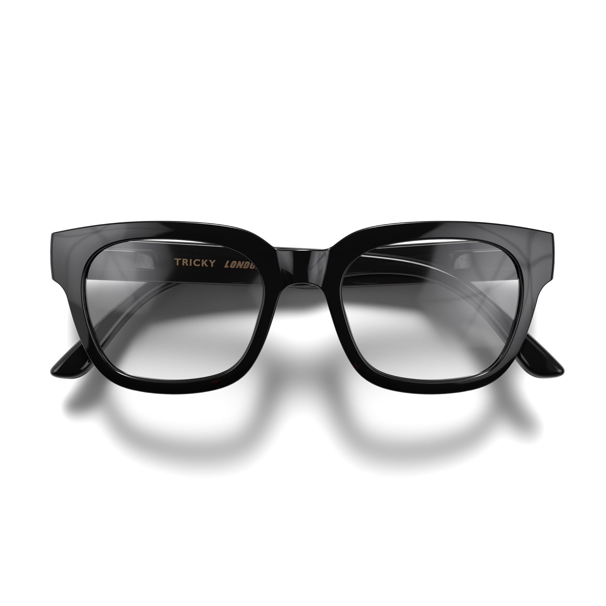 Tricky blue blocker glasses in gloss black – London Mole