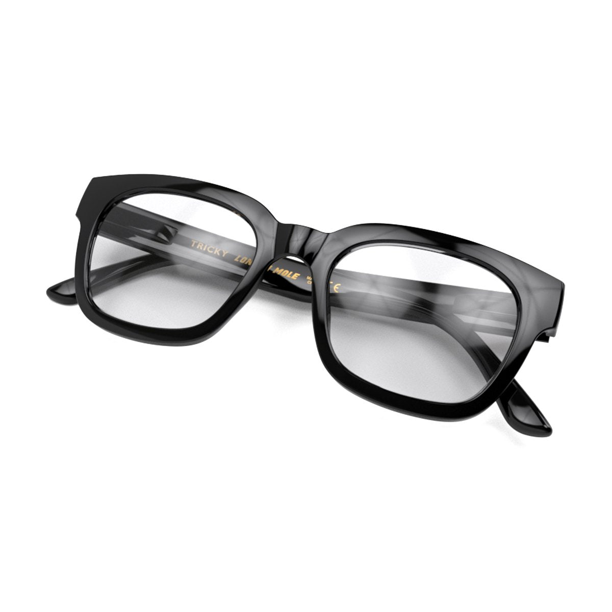 Tricky blue blocker glasses in gloss black – London Mole